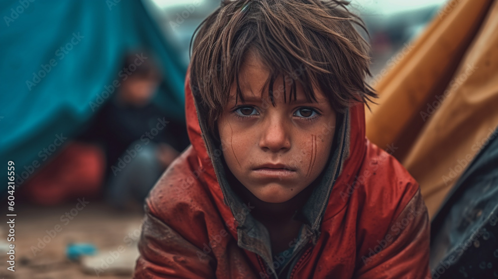 fictional person and environment, a young little underage child with a ...