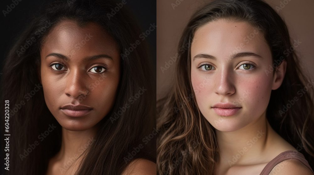Comparison of two similar face shapes with dark tanned skin tone and ...