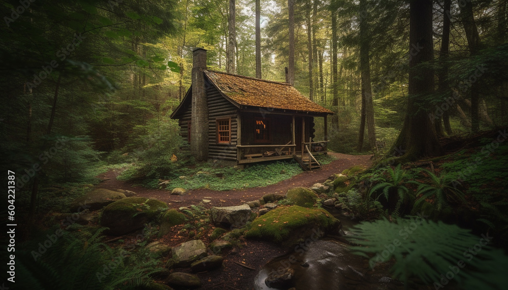 An abandoned hut in the spooky forest, a mystery unsolved generated by ...