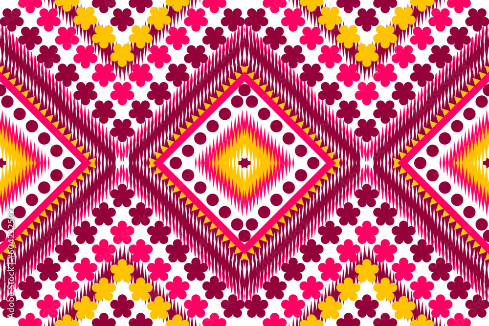 Seamless ikat pattern, abstract design, damask digital geometric ikat ...