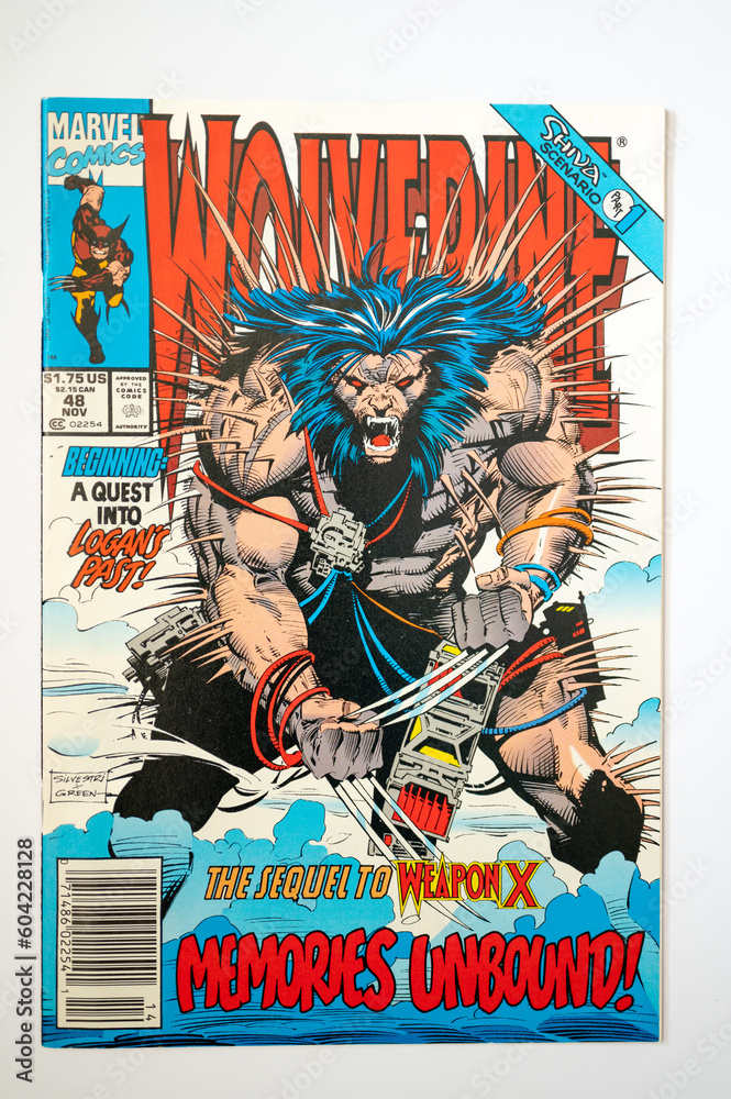 Calgary, Alberta - May 17, 2023: Covers of vintage Marvel Wolverine ...