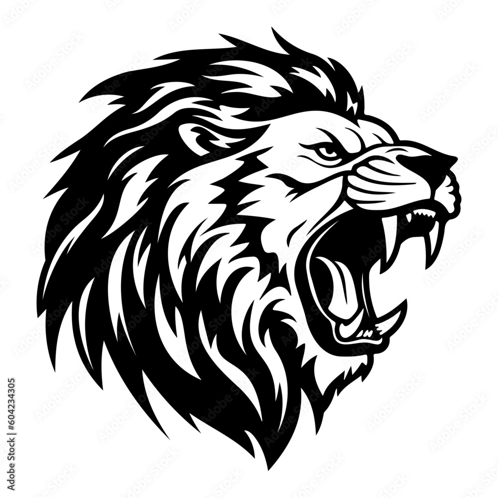 Vetor de ferocious Lion, Angry Lion Face Side, Lion mascot logo, Lion ...