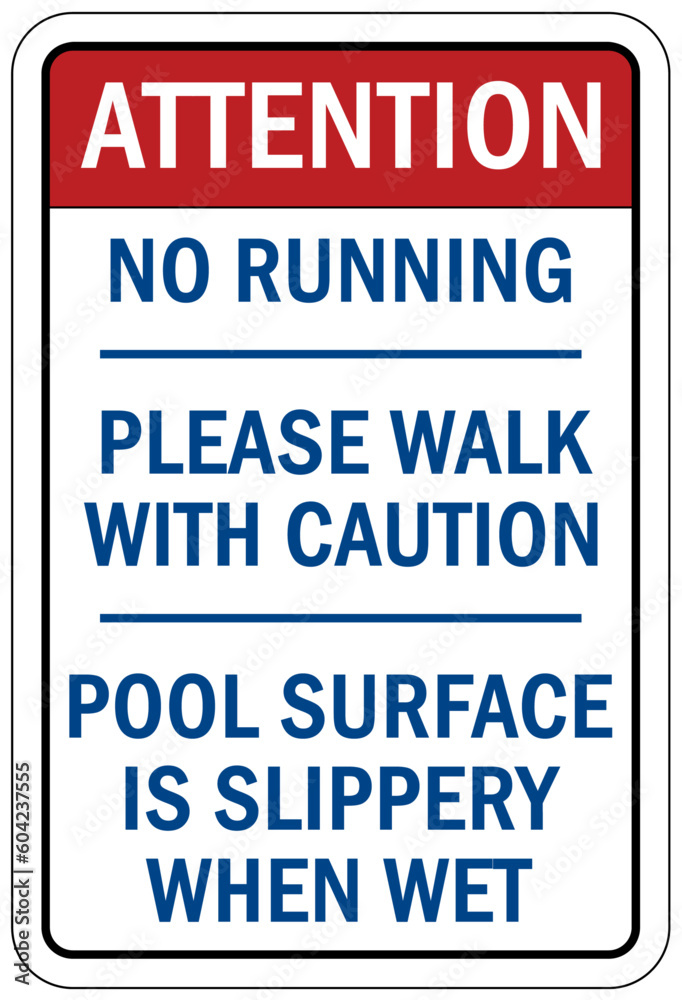 No Running Sign Pool