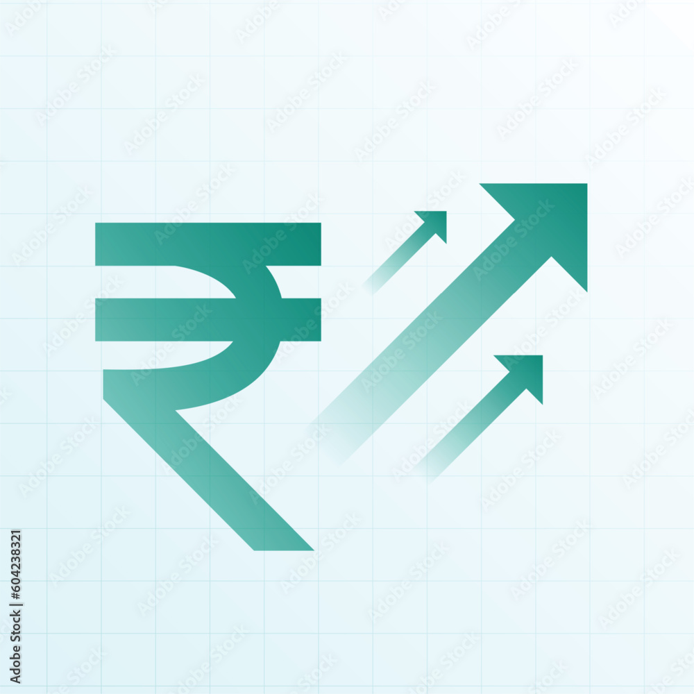 digital indian rupee background with rise up arrow trading concept ...