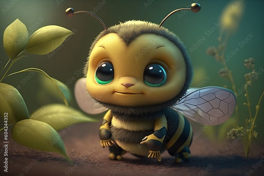 Cartoon Baby Bee - Adorable and Playful Animation. AI Stock ...