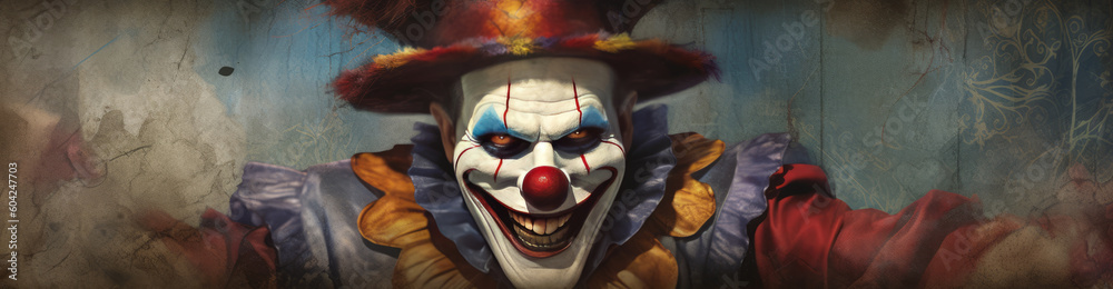 Generative AI banner Crazy gamling clown Stock Illustration | Adobe Stock