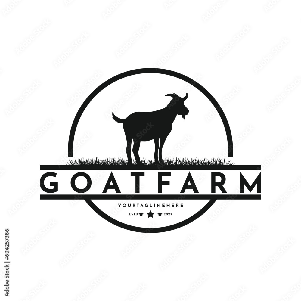 Vintage goat farm logo design with hipster drawing style Stock Vector ...