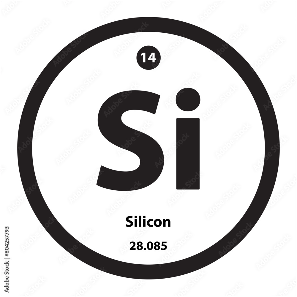 Icon structure Silicon (Si) chemical element round shape circle black ...