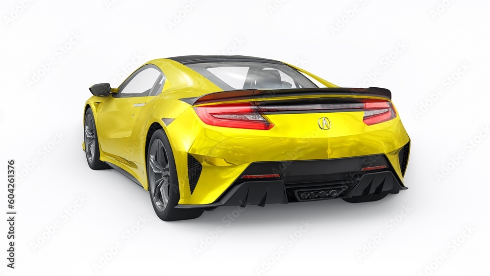 San Diego, USA. March 26, 2023. Yellow Acura NSX Type-S 2022 on a white ...