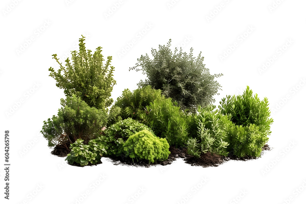 Green trees, shrubs and plants isolated on transparent background ...