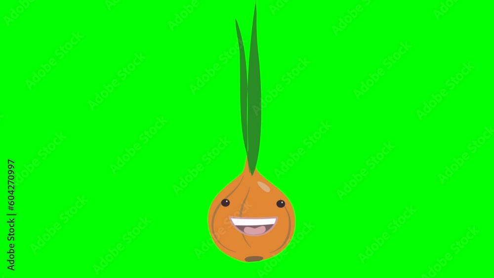 Cartoon talking onion loop with alpha channel. Vegetable animation on ...