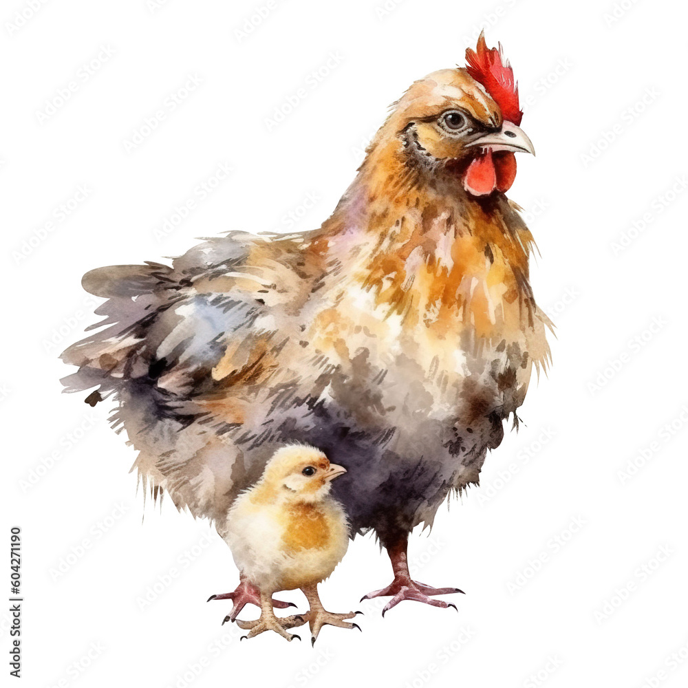 chicken clipart, chicken watercolor, female clipart, watercolor for ...