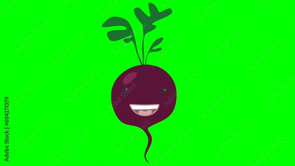 Cartoon talking beet loop with alpha channel. Vegetable animation on ...