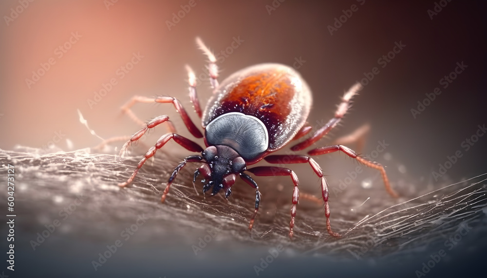 Infected tick on human skin. Ixodes lyme ricinus mite. Dangerous biting ...