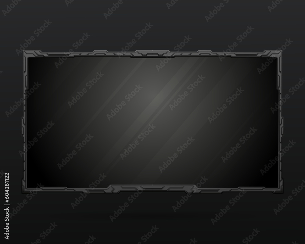 Futuristic black live stream webcam overlay screen gui border frame ...