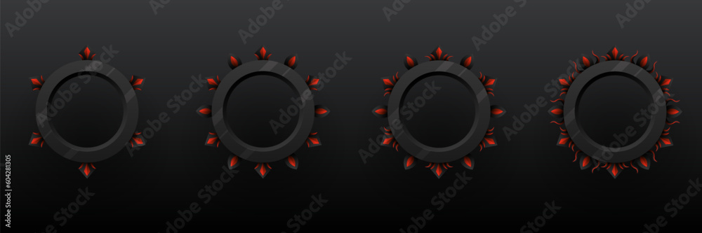 Abstract black and red circular game avatar banner border frames for ...