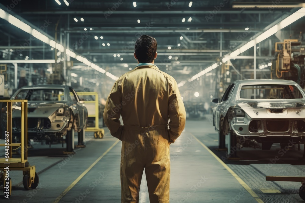 Engineer car assembly shop man service. Generate AI Stock Illustration ...