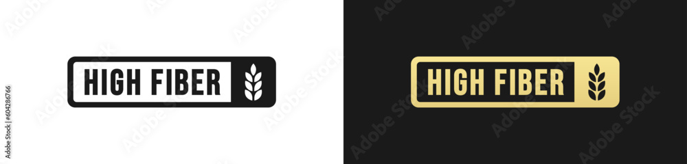 High fiber label or High fiber sign vector isolated in flat style. High ...