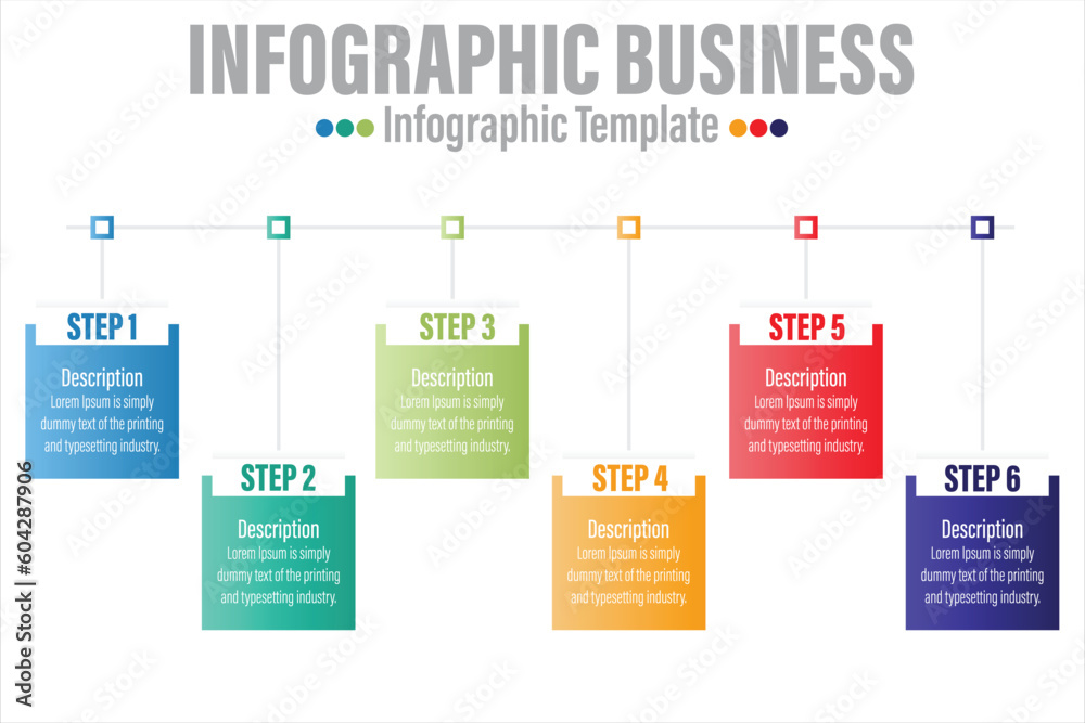 Timeline 6 Steps, six 6 option shape table chart elements with steps ...