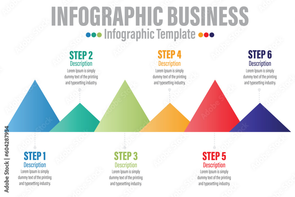 Timeline infographic template with 6 steps, 6 option 6 dot steps and ...