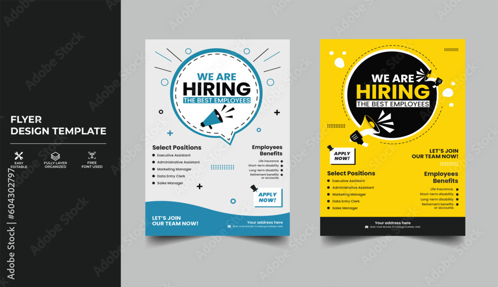 We are hiring Job advertisement flyer, Recruitment advertising template ...