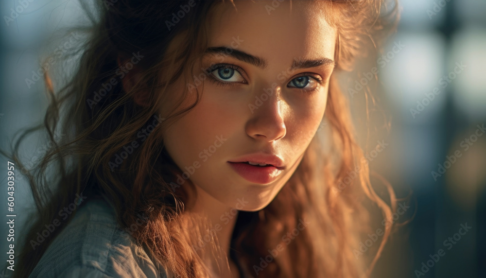 Beautiful young female influencer model with perfect makeup and ...