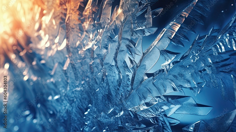 An abstract background depicting frozen crystal patterns on a window ...