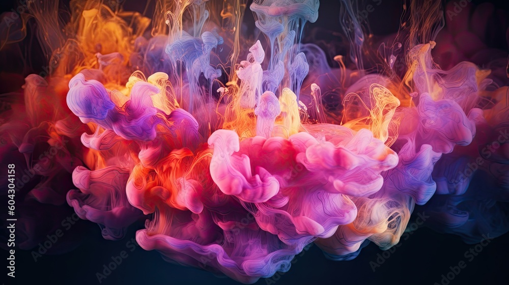 An abstract ink-in-water background with ethereal, flowing forms ...