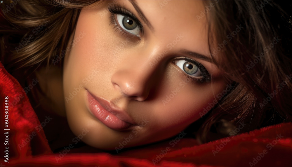 Beautiful young female influencer model with perfect makeup and ...