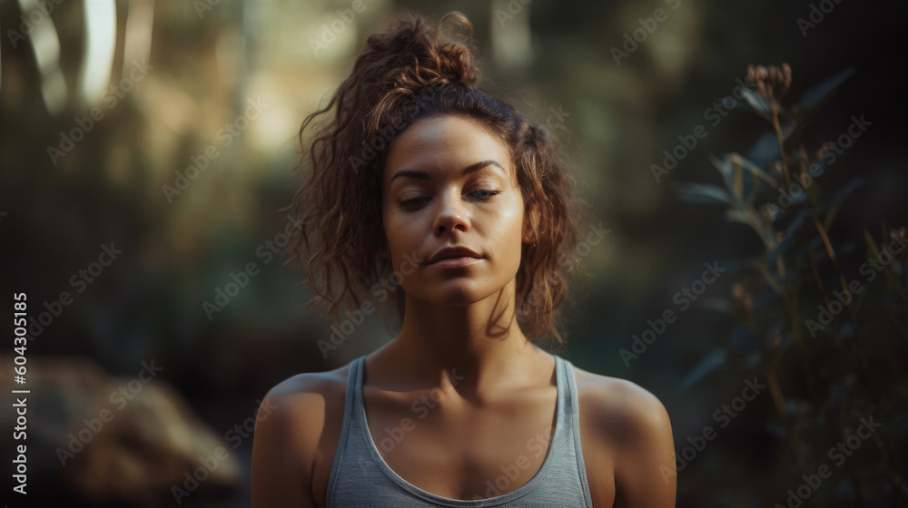 Relaxed facial expression of a young girl after jogging on the ...