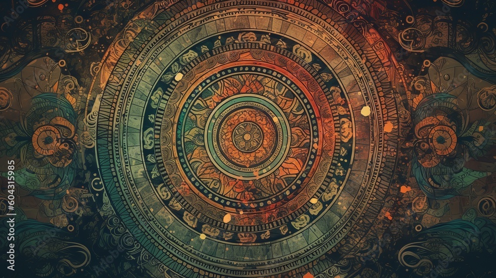 mandala colorful vintage art, ancient Indian vedic background design ...