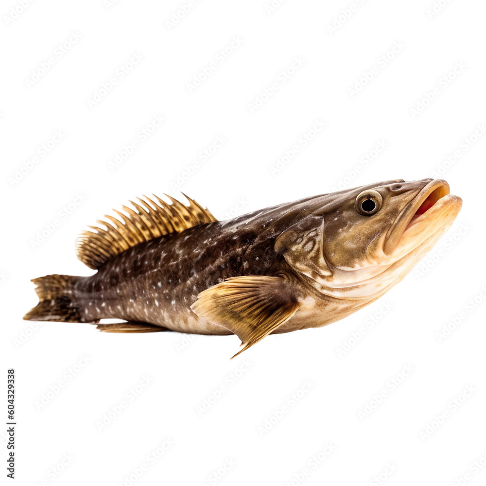 side view of Lingcod fish isolated on a transparent background ...