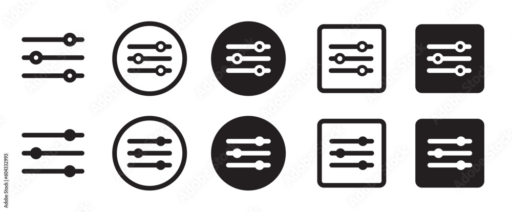 Filter icon set for apps and website. Sound or music control pictogram ... Filter icon set for apps and website. Sound or music control pictogram ...