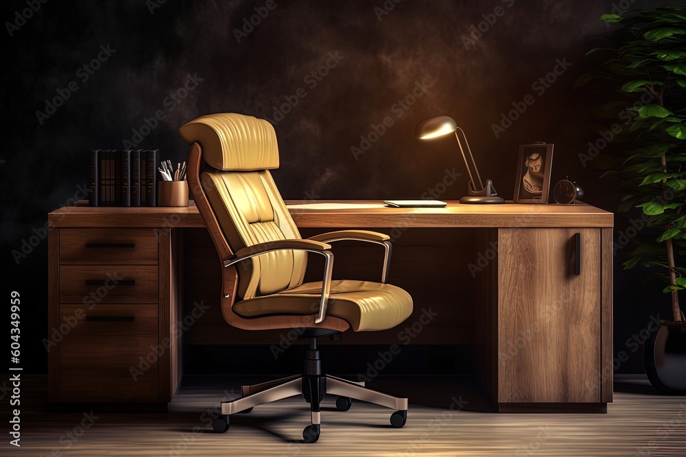 Professional Office Setup: Premium Table, Computer, and Chair Stock ...