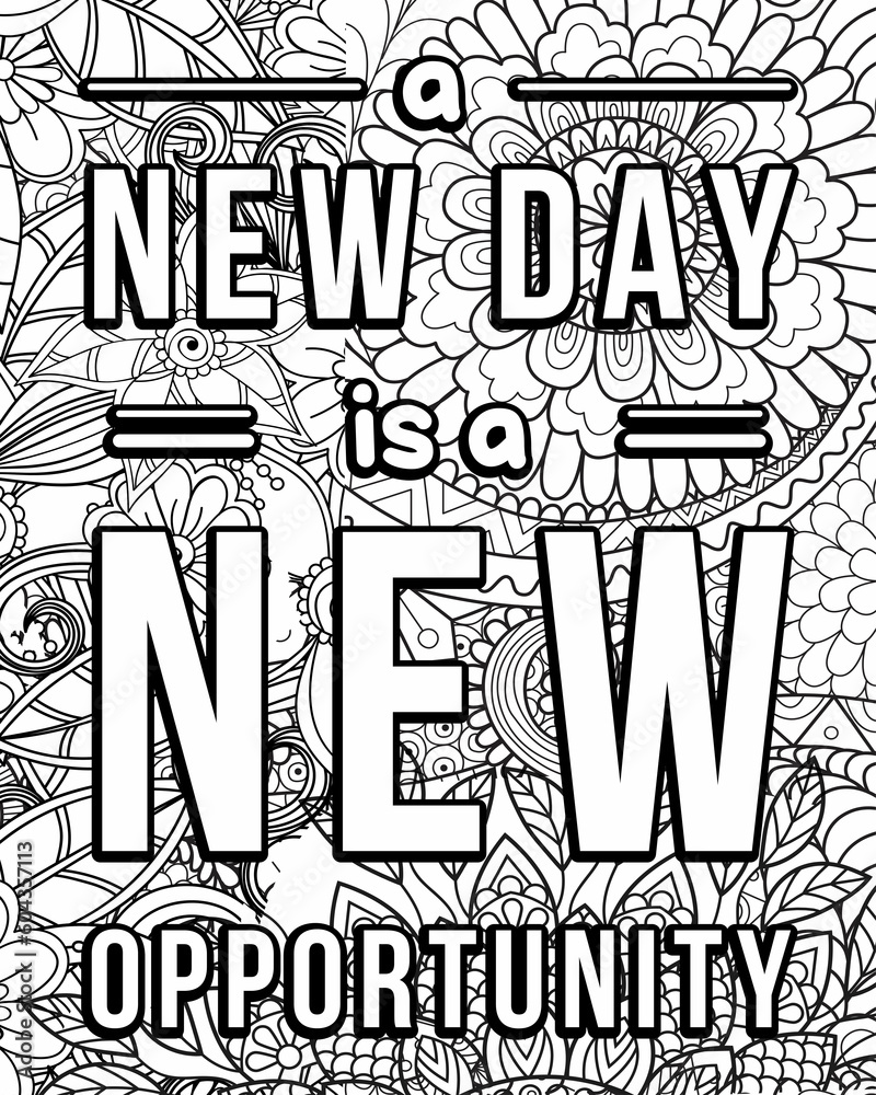 Motivational quotes coloring page. Stock Illustration | Adobe Stock