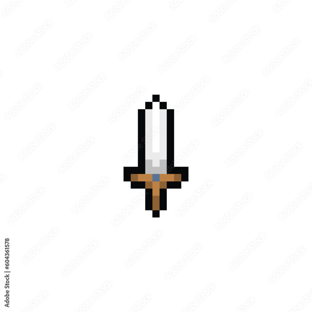 sword icon pixel art style use black outline good for your project and ...