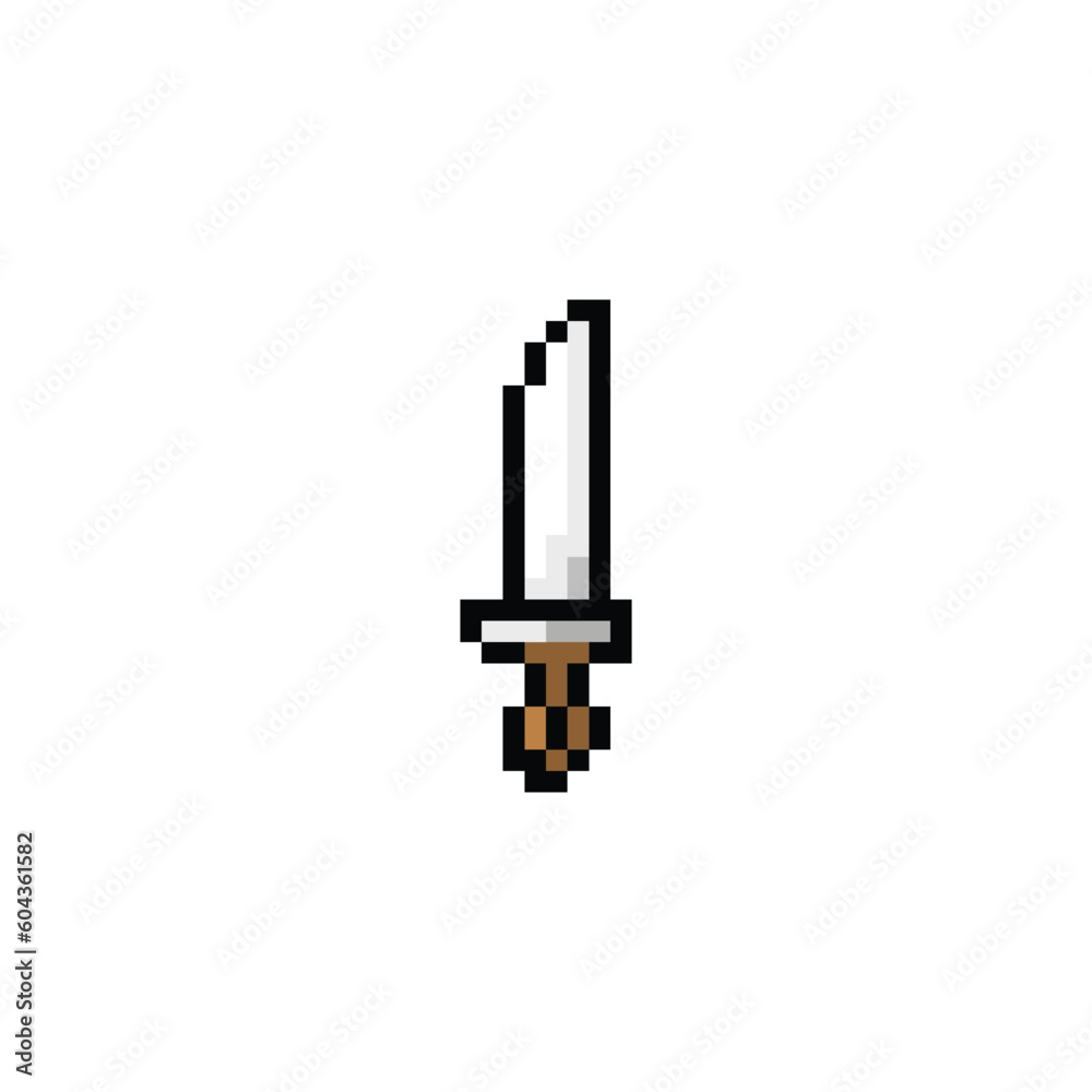 sword icon pixel art style use black outline good for your project and ...