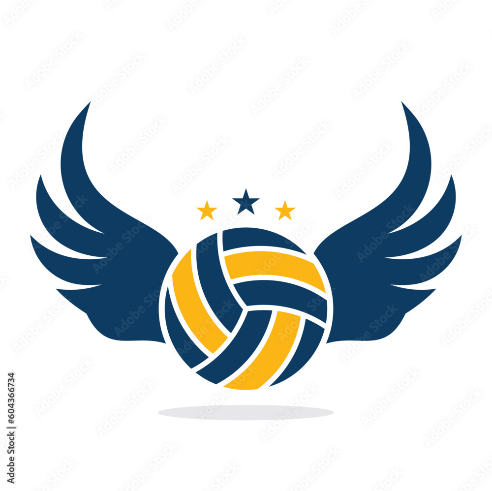 Volleyball and Wings vector illustration. Volleyball with wings logo ...