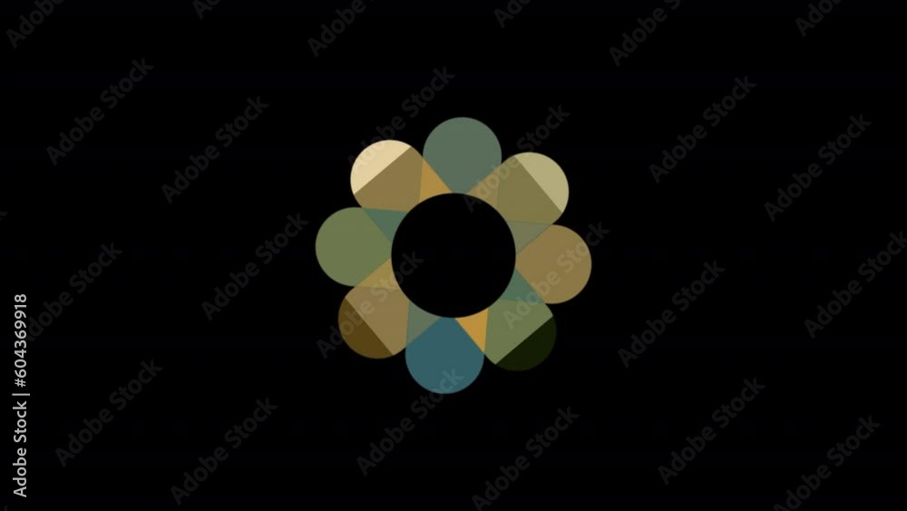 Animated floral animation of rotating flower with 70s vintage colors ...