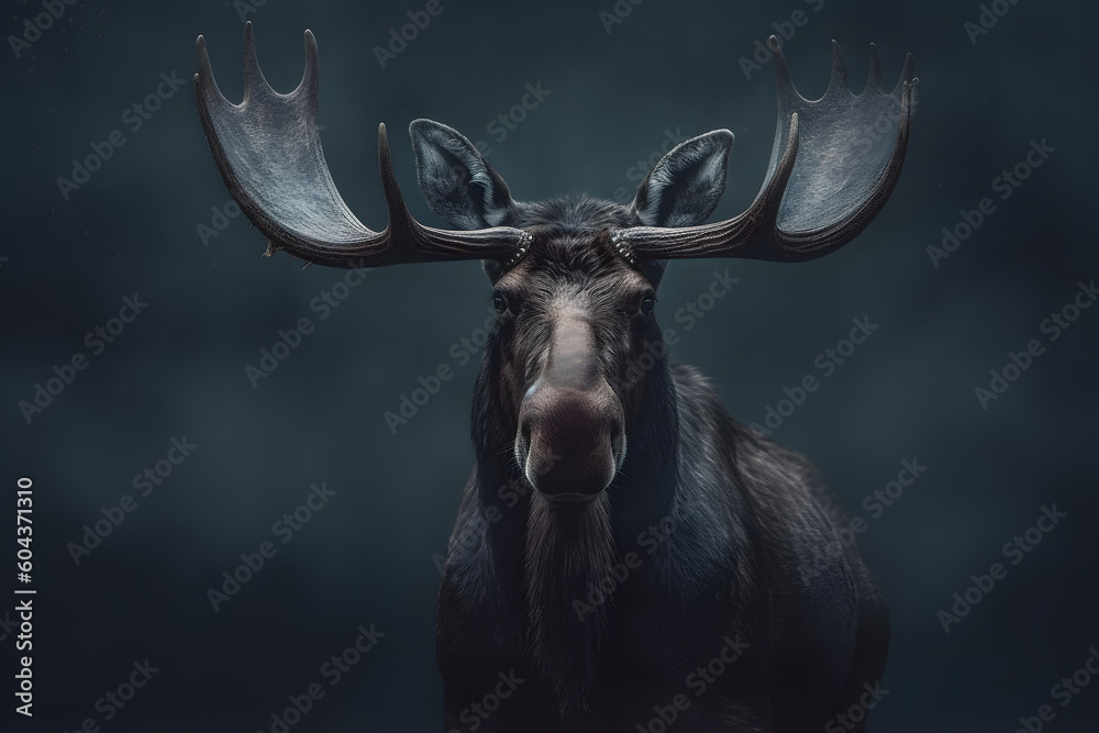 Animal Power - Creative and gorgeous colored portrait of a male moose ...