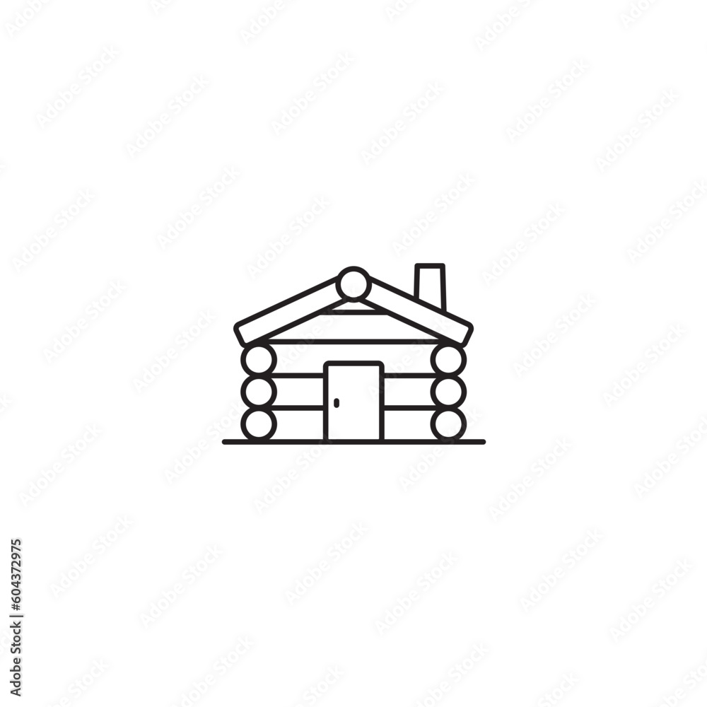 cabin icon, wood house, Log cabin symbol for app web logo banner - SVG ...