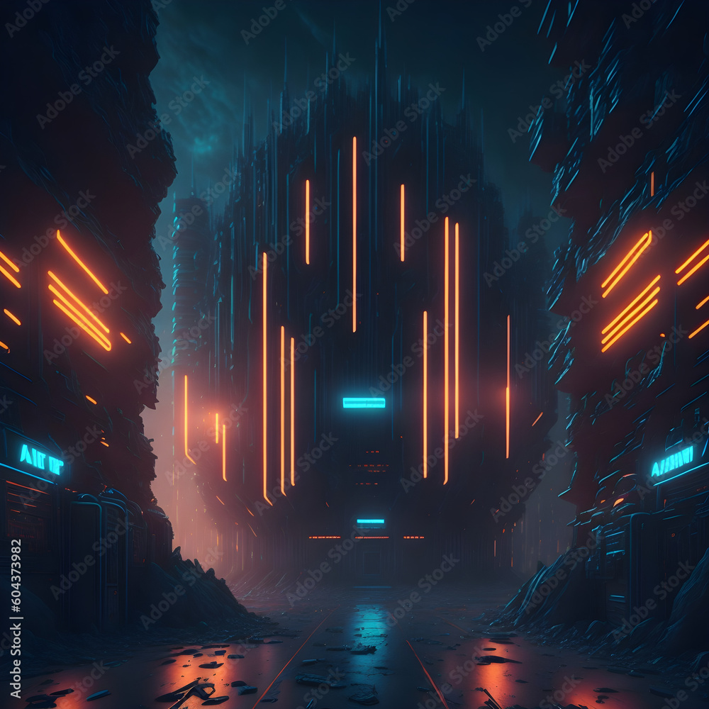 lights in the city night city skyline, distant futuristic city ...