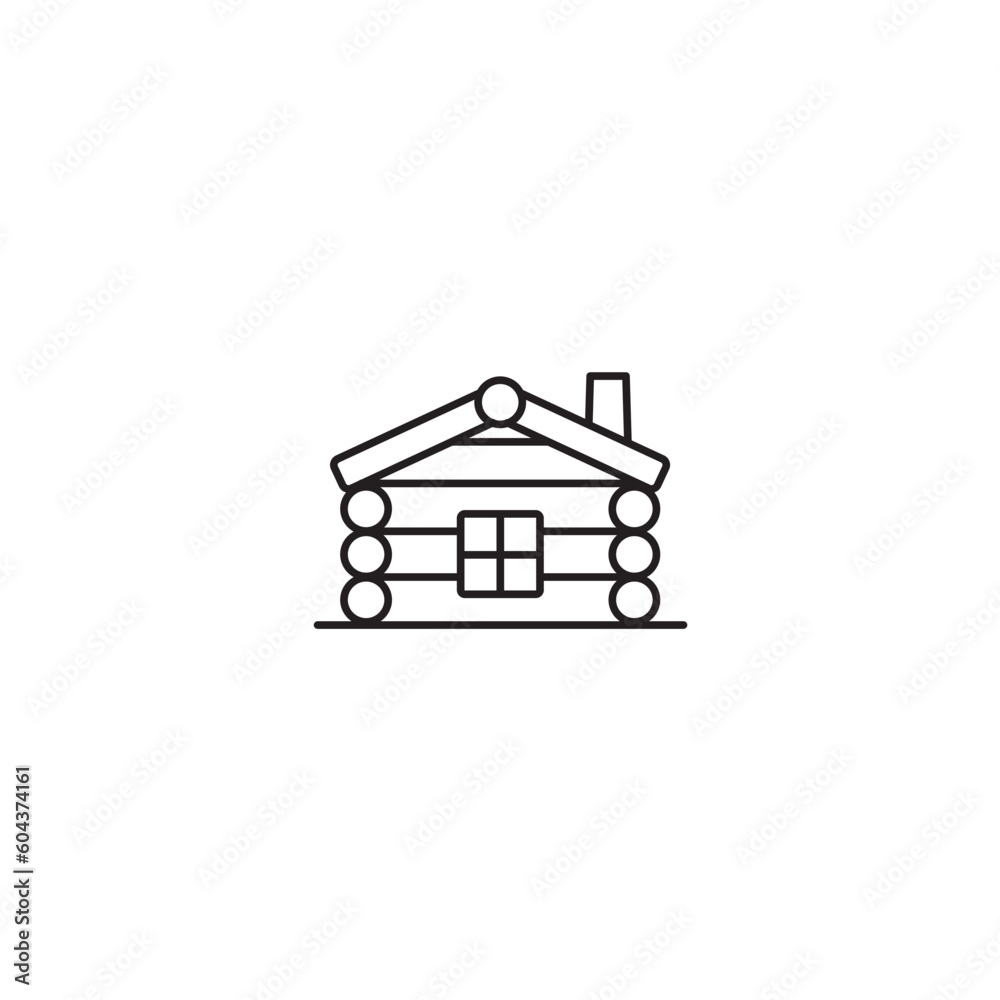 cabin icon, wood house, Log cabin symbol for app web logo banner - SVG ...