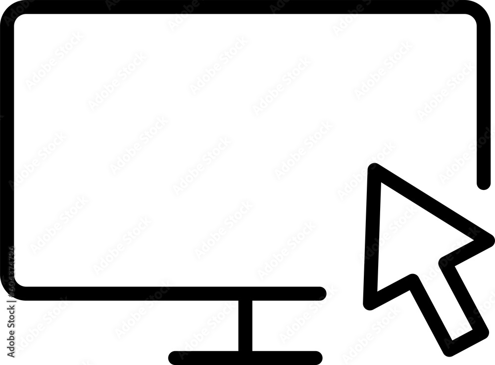 Computer icon with cursor in png. Clicking mouse pointer on screen ...