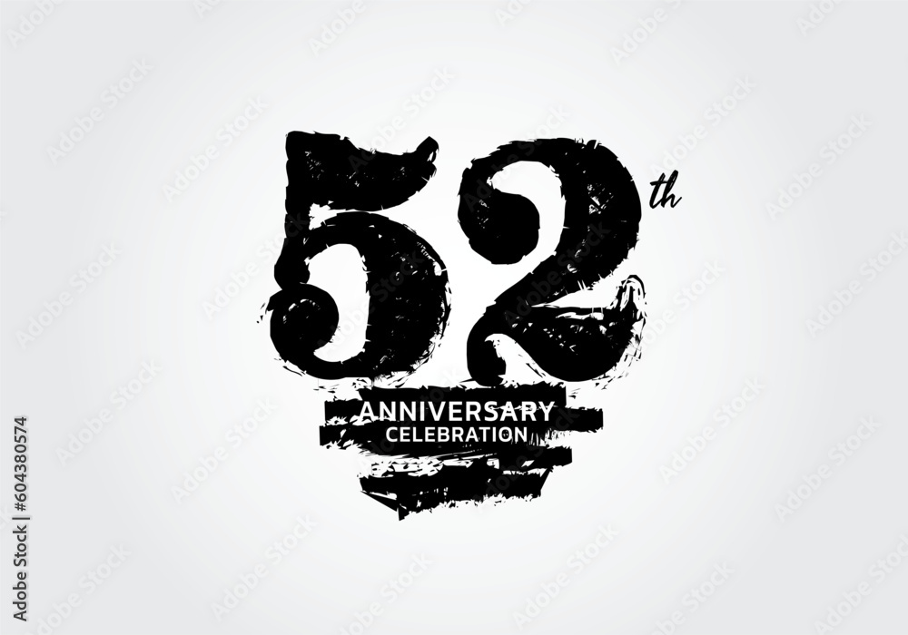 52 years anniversary celebration logotype black vector, 52th birthday ...