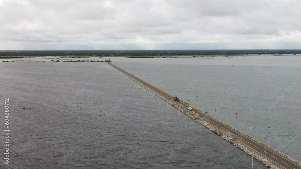 Top view of Sangupiddy Bridge is a road bridge across Jaffna Lagoon in ...