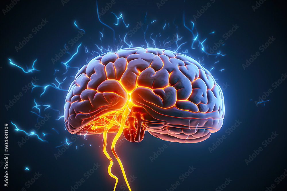 Human Brain with Electric Connections, Embodiment of Smart Ideas ...