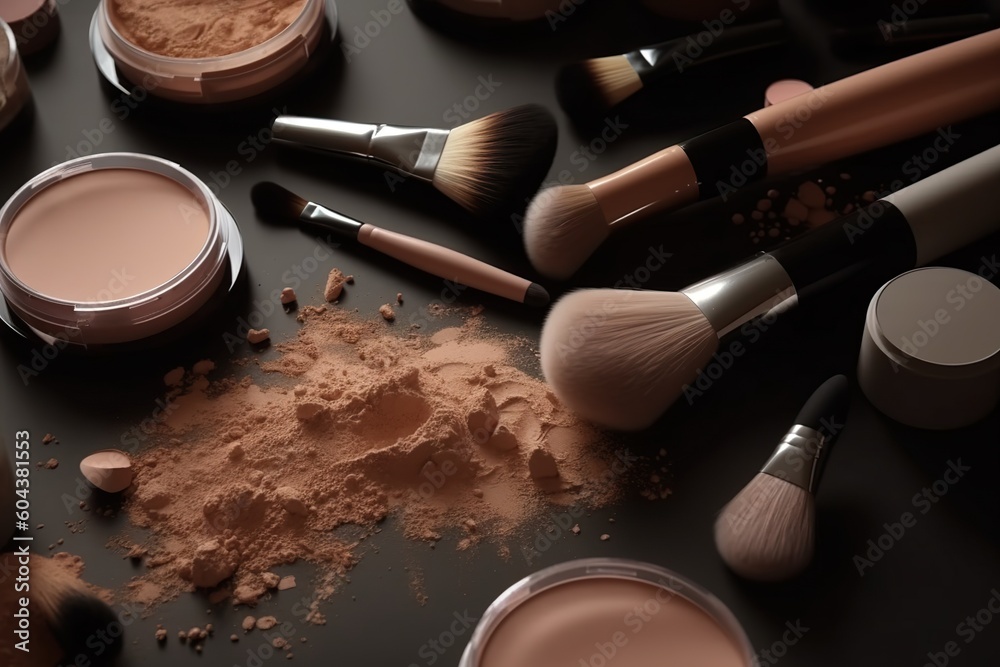 Varieties of face powders and foundations for perfect make up, created ...