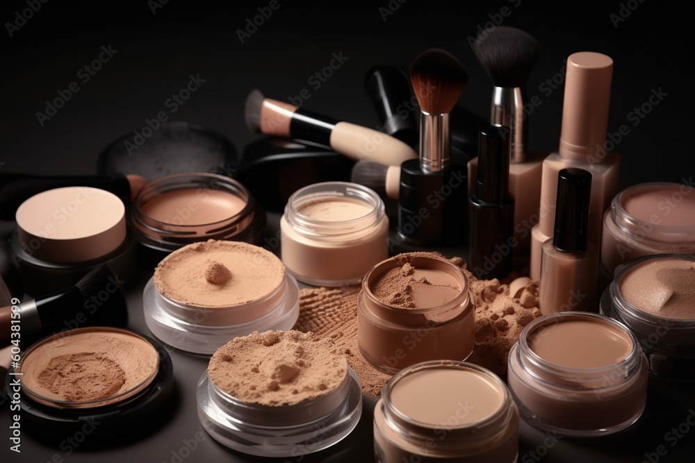 Varieties of face powders and foundations for perfect make up, created ...