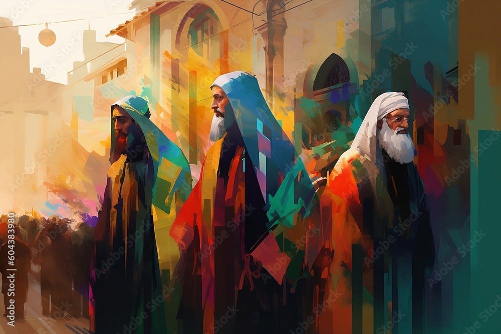 Discover captivating abstract art inspired by the streets of Jerusalem featuring colorful ...